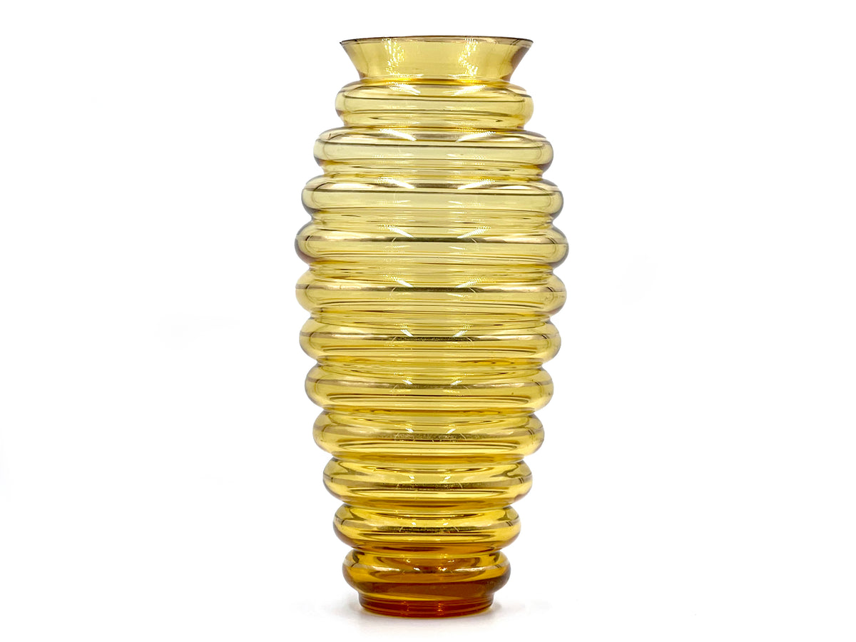 Crown Crystal Glass (Australia) 'Melon Rib' 12" Tall Vase, in Amber ...