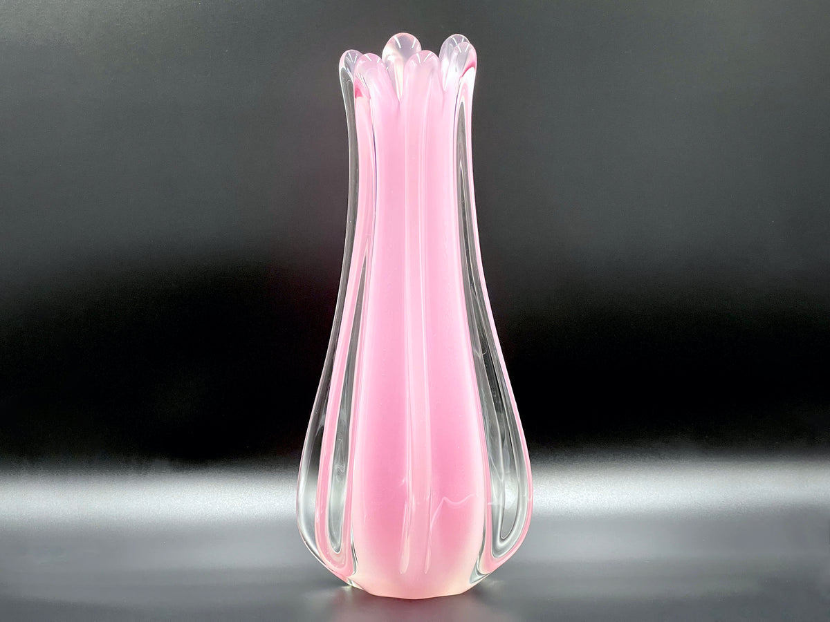 Oball Glass (Murano, Italy) Art Glass 13" Ribbed Alabastro Vase | Desi ...