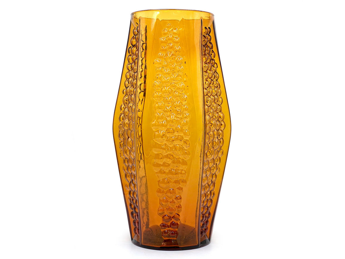 STELVIA Glass (Empoli, Italy) Cased Glass 13.5" Hexagonal Vase, in Amb ...